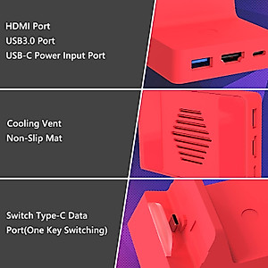 Geekria TV Docking Station Compatible with Nintendo Switch/Switch OLED Portable Replacement TV Dock Switch Docking Station Game Accessories with 4K HDMI, USB 3.0 Ports