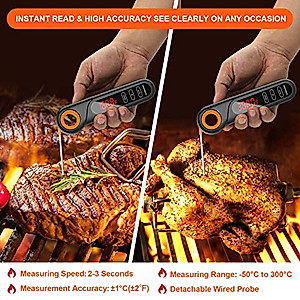 GoldenSun Digital Meat Thermometer - Instant Read Meat Thermometer Waterproof with Dual Probe for Grill and Cooking Kitchen Candy BBQ Smoker Oil Fry Baking Liquids