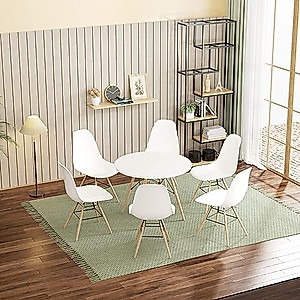 SANSHREUNI Dining Chairs Set of 4, Mid Century Modern Dining Chair Side Chair with Wood Legs, Modern Style Shell Chair for Kitchen Dining Room, Living Room