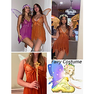 Avidlove Women Lingerie Lace Babydoll V Neck Sleepwear Strap Nighgties Halter Chemise Orange