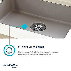 Elkay Quartz Classic ELGUAD2519PDBK0 Black Single Bowl Undermount ADA Sink with Perfect Drain