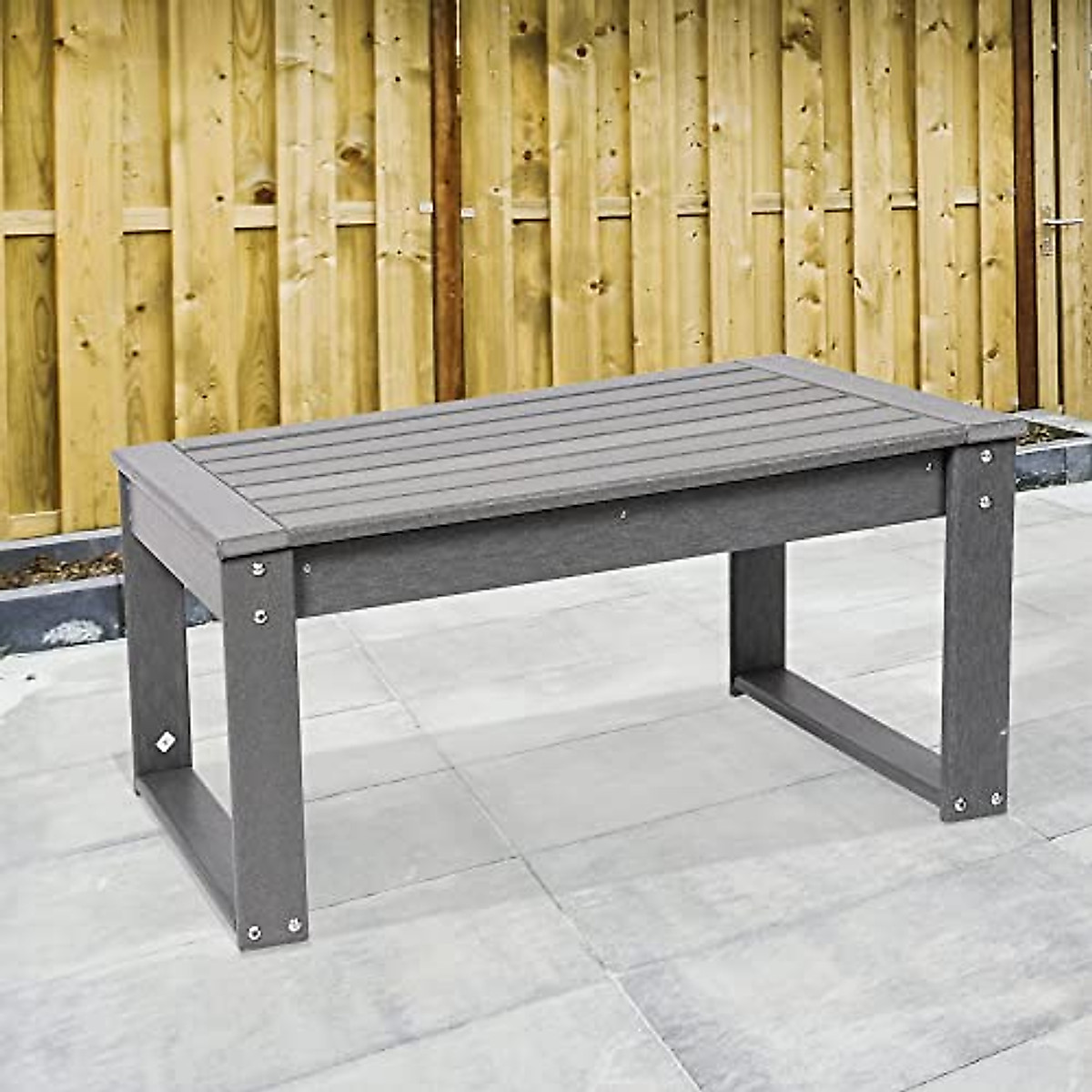 LAUREL CANYON Outdoor Coffee Table HDPE Recycled Plastic Patio Porch, Yard, Park, Lawn, Slate Grey