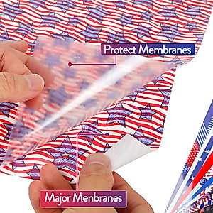4th of July HTV Vinyl Bundle: Patriotic Heat Transfer Vinyl Red White Blue HTV Iron on Vinyl 10 Pack 12x10 Inch American Flag Pattern Sheets for Cricut