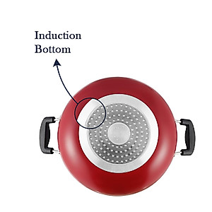 Vinod Cookware Zest Non-Stick Induction Friendly Deep Kadai With Lid Red/Black 4.1 Litres