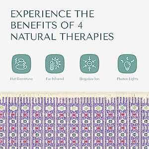 HealthyLine TAJ Far Infrared Heating Pad - Natural Crystal Gemstones Mat for Back Pain - Full Body Auto Shut Off - Rejuvenating Negative Ions and Photon Lights (1/2 Left)