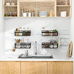 Shower Caddy Shelf Organizer, Self Adhesive Shower Shelves for Tiles Walls, Shower Rack Storage for Inside Shower No Drilling, Bathroom Shower Organizer Rustproof Stainless Steel, 2 Pack, Black