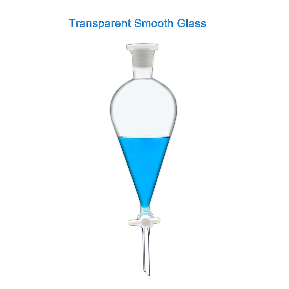 Borosilicate Glass 1000ML Separating Funnel Heavy Wall Conical Separatory Funnel with 24/40 Joints and PTFE Stopcock Lab,Food,pear - 1L