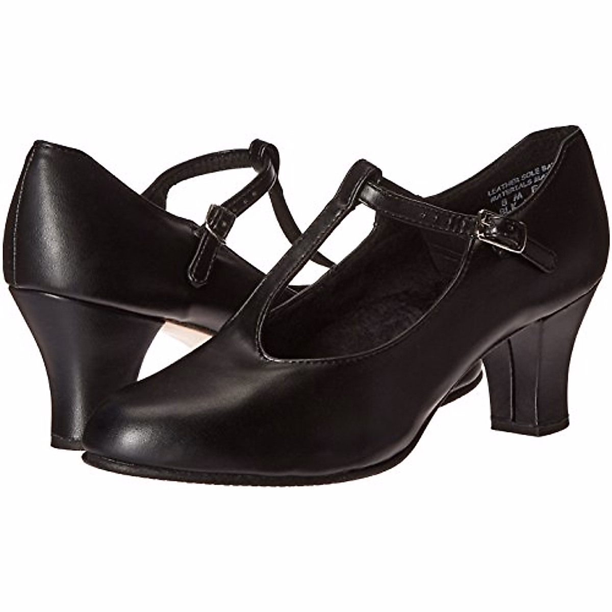 Capezio Womens Jr. Footlight T-Strap Dance Shoe, Black, 8 US