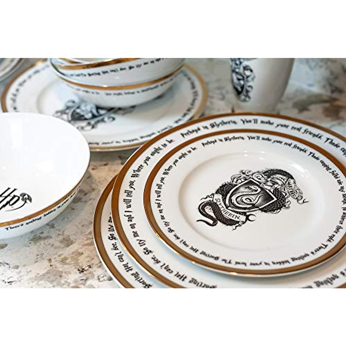 Harry Potter Hogwarts House Logos 16-Piece Ceramic Dinnerware Set