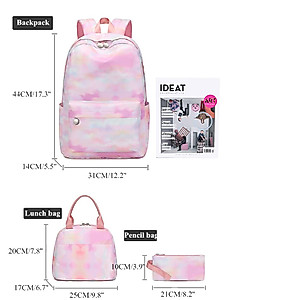 LANSHIYA Kids 3 Piece Backpack Set Girls Lightweight Bookbag Elementary School Bag with Lunch Bag