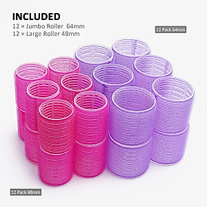 Jumbo Size Hair Roller sets, Self Grip, Salon Hair Dressing Curlers, Hair Curlers, 2 size 24 packs