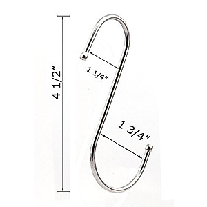 RuiLing 10 Pack Premium 4.5 inch Heavy Duty Stainless Steel S Hooks - S Shaped Hook - Hanger Hooks - Ideal for Hanging pots and Pans, Plants, Utensils, Towels etc. Set of 10