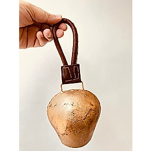 Giant Rustic Cow Bell Huge Harmony Vintage Swiss Style Bell Lucky Christmas Hanging Bell Handmade Brass Coated