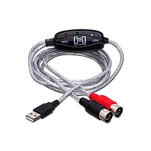 Hosa USM-422 MIDI I/O to USB Type A TRACKLINK USB Interface, 6 Feet