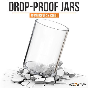 Premium Clear Acrylic Apothecary Jars with Lids for Bathroom & Laundry Room - Multipurpose Bathroom Canisters with Scoops & Labels - Laundry Containers for Pods & Dryer Sheets - Assorted 4 Pack