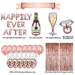 Bridal Shower Decorations Rose Gold Wedding Decorations Wedding Signs Just Married Decorations Happily Ever After Balloons Sign Bachelorette Banner Engaged Banner Bridal Party Decorations Decor