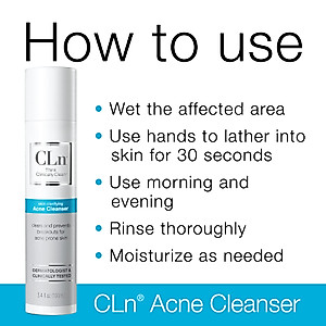CLn® Acne Cleanser-Facial Cleanser with 0.5% Salicylic Acid to Eliminate Blackheads & Breakouts, Oil-Free & Fragrance-Free, 3.4 fl. oz.