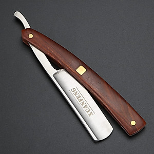 XUAN FENG Zambian Bloodwood Folding Razor High hardness carbon steel cutting throat straight blade, vintage wooden handle, haircut razor
