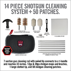 Real Avid Shotgun Cleaning Kit I 12 Gauge and 20 Gauge Cleaning Kit I Portable Shot Gun Trap Shooting Accessories Pouch Kit with Gun Cleaning Supplies,black