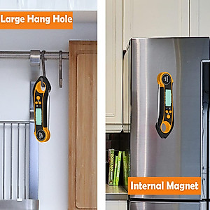 Food Meat Thermometer - Instant Read Thermapen Probe For Kitchen Cooking Oil Deep Grilling Turkey Candy BBQ Accessories Healthy Eating Temperature Pen Thermogrill Pro - With Digital LCD Screen(Orange)