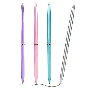 Cobee® Aesthetic Metal Ballpoint Pens, 4 Pieces 1mm Retractable Rollerball Pens Cute Metallic Ball Point Pen Black Ink Pastel Pens School Office Supplies Gift for Business Office Students Teachers