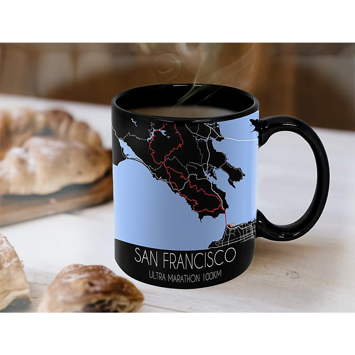 Ultra Marathon 100KM San Francisco Gifts and Souvenirs - Unique Drinkware - Ultra Marathon 100KM Race Momento - 11oz Black Ceramic Mug
