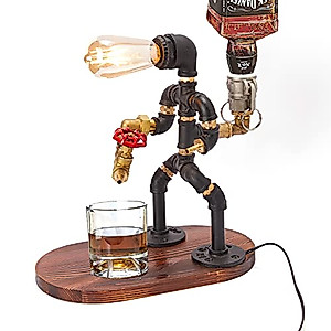 Steampunk Handcrafted Liquor Dispenser - Pipe Robot Lamp, Alcohol Whisky Wine dispenser, Industrial Whiskey Holder, Rustic Style, Man Cave, Decanter Whiskey Gift, Bar Restaurant Cafe - Gifts for Him