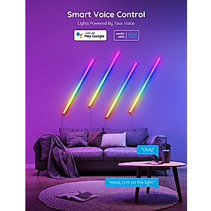 Govee Glide LED Wall Lights, RGBIC Wall Lights, Works with Alexa and Google Assistant, Smart LED Light Bars for Gaming Room Decor and Streaming, Multicolor Glide Sconces, Music Sync, 6 pcs