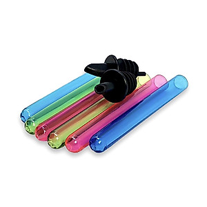 Desert Mercantile 24 Neon Test Tube Shot Glasses with 2 BONUS Liquor Pourers for Spill Free Pours for Bachelorette Parties, Bars, Pool Parties, Man-Caves, New Years Eve, and Holidays.