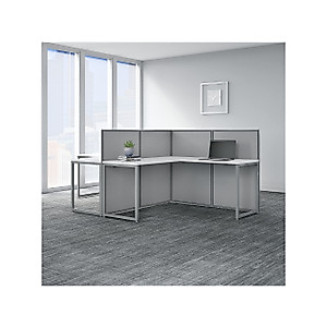 Bush Business Furniture Double Cubicle Desk with Privacy Panels | Easy Office Collection Two Person L Shaped Table | 60Dx120Wx45H