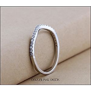 Dazzlingrock Collection 0.30 Carat (ctw) Round White Cubic Zirconia Contour Anniversray Wedding Band for Women in 10K White Gold Size 6