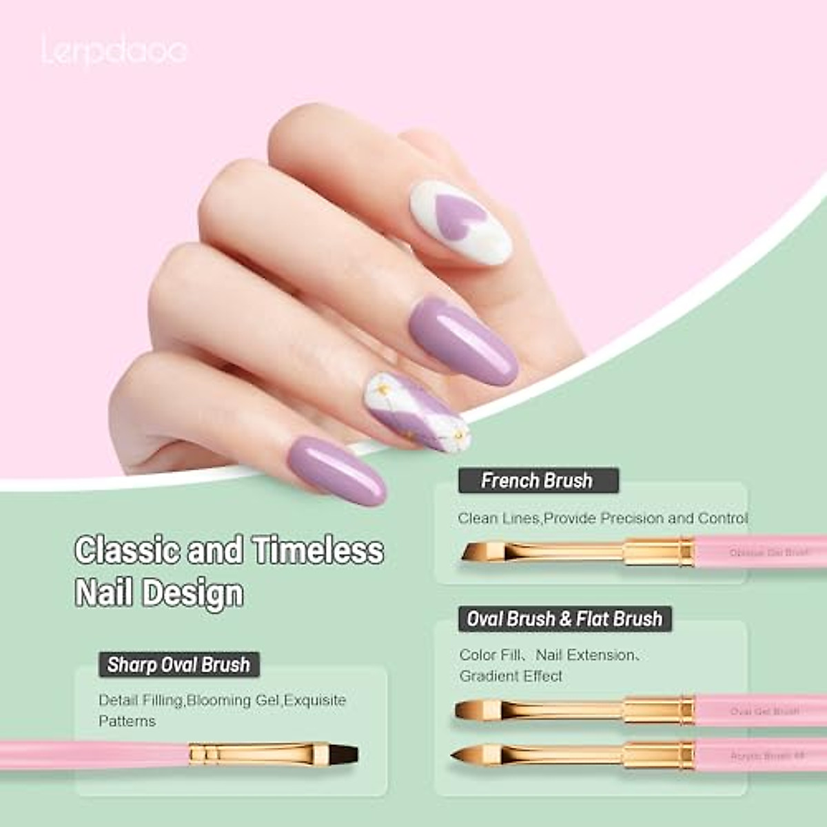 Komall Nail Art Brushes Set, 8Pcs Gel Polish Nail Art Design Painting Tools with Nail Extension Gel Brush Builder, Thin Nail Art Liner Brush and Nail Dotting Pen for Salon Home Diy Manicure 1