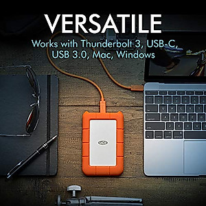 LaCie Rugged USB-C 5TB External Hard Drive Portable HDD – USB 3.0, Drop Shock Dust Rain Resistant Shuttle Drive, for Mac and PC Computer Desktop Workstation Laptop, 1 Month Adobe CC (STFR5000800)
