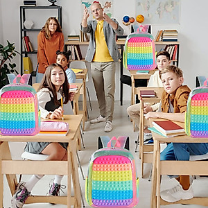 Ejoich Pop On It Backpack for Girls Boys, Large Capacity Fidget Toys Backpack Rainbow Pop Shoulder Bag Pop School Bookbag (Laser Pink)