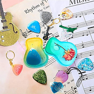 3Pcs Guitar Pick Resin Molds Guitar Triangle Plectrum Silicone Molds for Resin Casting Guitar Pick Case Mold Guitar Pendant Epoxy Molds for Musical Accessories Keychain