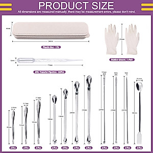 Swpeet 74Pcs Stainless Steel Micro Lab Scoop Spoon Lab Spatulas with 3ML Plastic Transfer Pipettes Kit, Pill Filler Tamper Tool Micro Spatula Steel Spoon Reagent Mixing Spatula Long Sampling Spoon