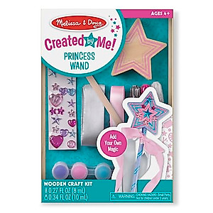 Melissa & Doug Created By Me! Paint & Decorate Your Own Wooden Princess Wand Craft Kit, Pink - Great For Rainy Days, Toys For Kids Ages 4+
