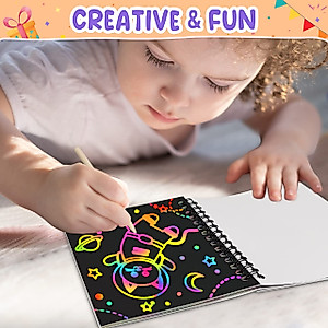 ZMLM Scratch Art Party-Favor Notebook: 16 Pack Rainbow Mini Scratch Note Bulk Art Craft Drawing Supplies Kit for Age 3-12 Year Old Kid Boy Girl DIY Toy Gift for Birthday Children's Day Activity