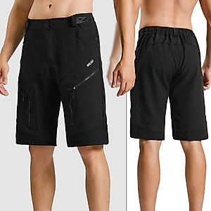 ARSUXEO Men's Loose Fit Cycling Shorts Mountain Bike Shorts Water Ressistant 1903 Black Size Medium