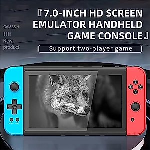 X70 Handheld Game Console, 7.0-inch Display, Built-in 3500mAh Battery, Supports Multiple Emulators and HDMI High Definition TV Connection,32GB,Red Blue