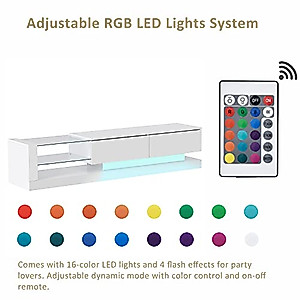 BAMACAR LED Long TV Stand For 80 Inch TV, Stand TV 70 Inch Modern White Entertainment Center With Storage, 70 75 80 Inch TV Stands For Living Room, TV Stand with Storage Large TV Stand with 75 Inch TV