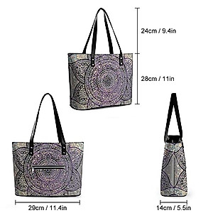 Womens Handbag Mandala Pattern Leather Tote Bag Top Handle Satchel Bags For Lady