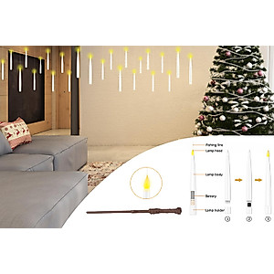 GTYZZH Floating Candles with Wand, 24PCS Hanging Candles with Remote Wand, Warmwhite Flickering Flameless Magic Floating Candle Lights for Halloween Christmas Decorations