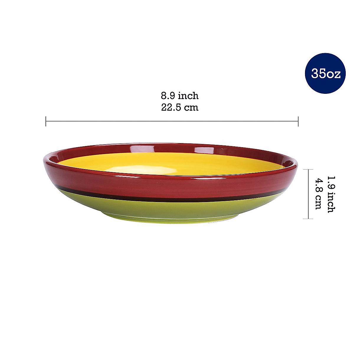 Bico Tunisian Ceramic Pasta Bowl, Set of 9(1 unit 214oz, 8 units 35oz), for Pasta, Salad, Microwave & Dishwasher Safe