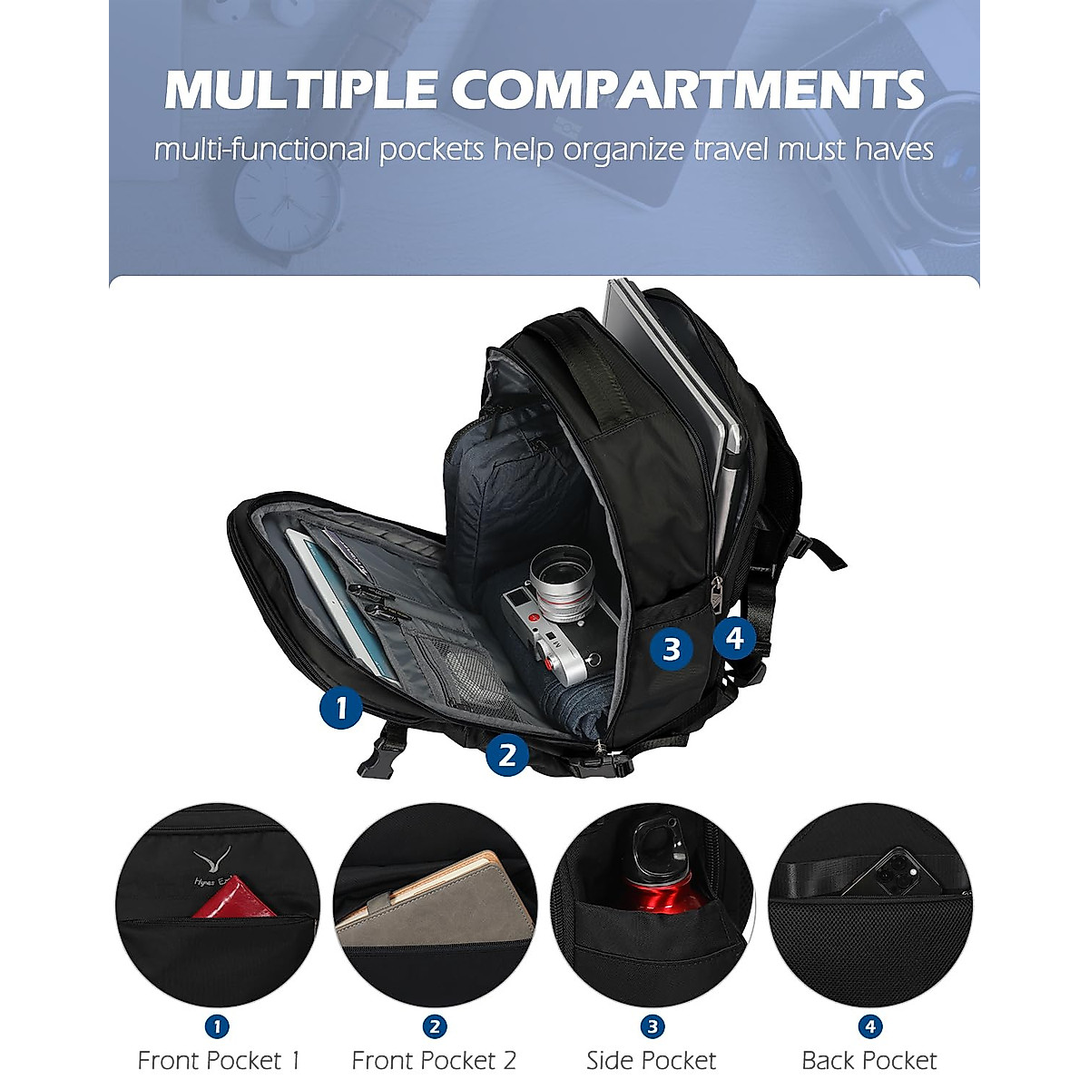 Hynes Eagle 20L Travel Backpack Carry on Backpack Women Men Personal Item Bag for Spirit Airlines Small Nylon Laptop Backpack 14 inches Black