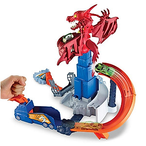 Hot Wheels Dragon Blast Play Set with Launcher for Heroic Action