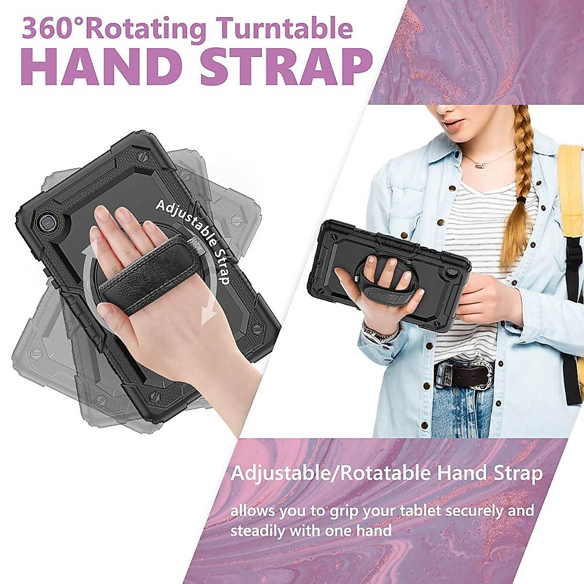 Sibeitu Samsung Galaxy Tab A7 lite Case 8.7 Inch 2021 with Screen Protector & Kickstand, Sturdy Rugged Samsung A7 Lite Case Kids w/Hand Strap Shoulder Strap for Galaxy A7 Lite Case SM-T220/T225