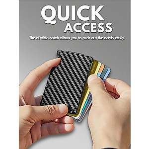 Minimalist Slim Metal Wallet for Men - RFID Blocking Aluminum Metal Credit Card Holder Wallet - Small Stealth Mens Wallets with Cash Strap for 15 Cards and Cash - Gifts for Men Card Wallet Black