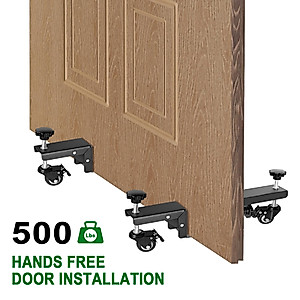 HomiShare Door Installation Kit, Heavy Duty Door Board Dolly for 1-3/8" and 1-3/4" Pre-Hung, Slab, and Front Doors, Black Powder Coated Installation Tool Kit for Commercial & Residential Use