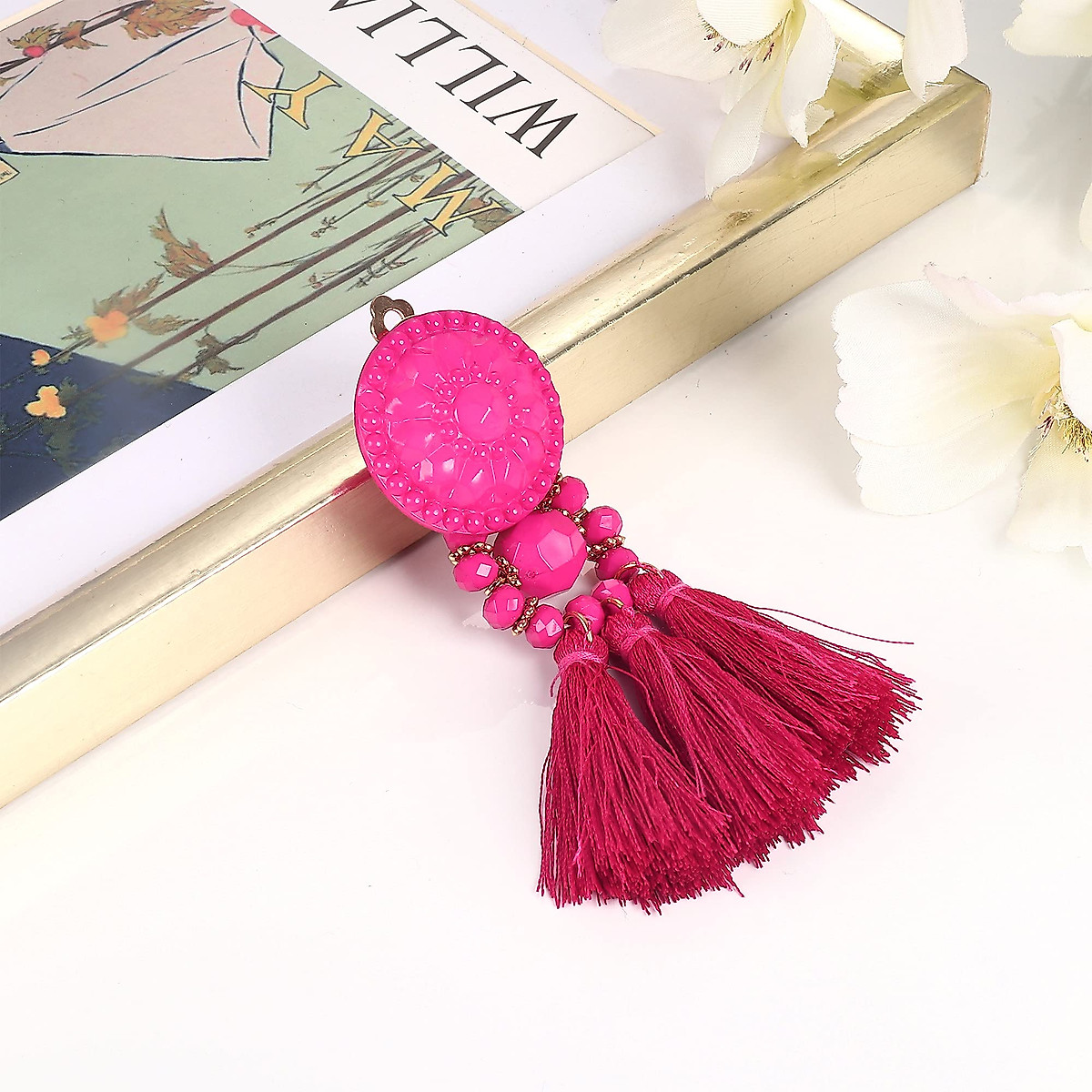 Udalyn 4 Pairs Tassel Earrings for Women Dangle Clip On Earrings Colorful Bohemian Tassel Earrings Statement Earrings Handmade Jewelry Non Piercing Earrings for Sensitive Ears